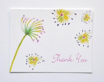 Hand-Painted Floral Thank You Notes Merci | Etsy