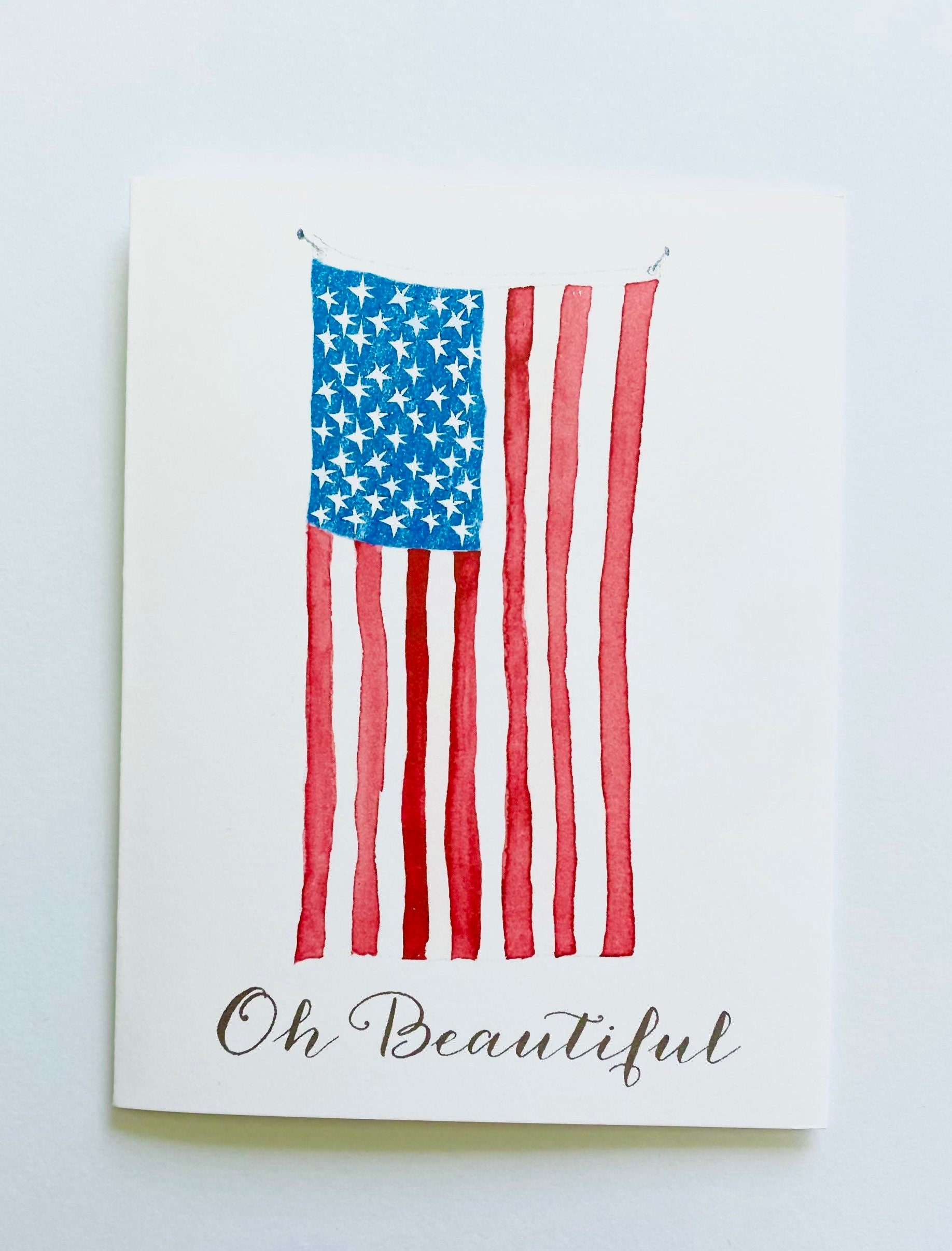 American Flag Note Cards, Patriotic Stationery, Set of 10 - Etsy
