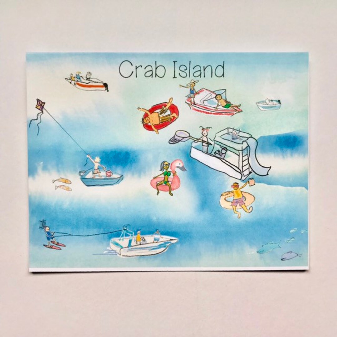 Colorful Coastal Crab Island Notecards - Etsy