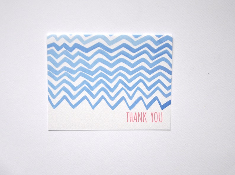 Illustrated Chevron Thank You Cards - Etsy