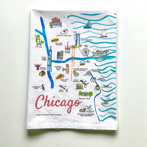 Chicago Buildings Tea Towel Chicago Towel Kitchen Towel - Etsy