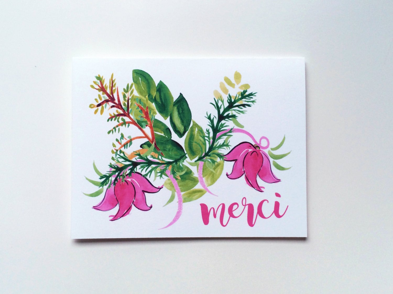 Hand-painted Floral Thank You Notes Merci - Etsy