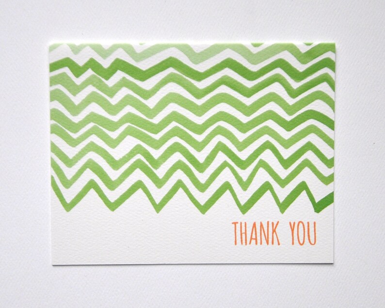 Illustrated Chevron Thank You Cards - Etsy