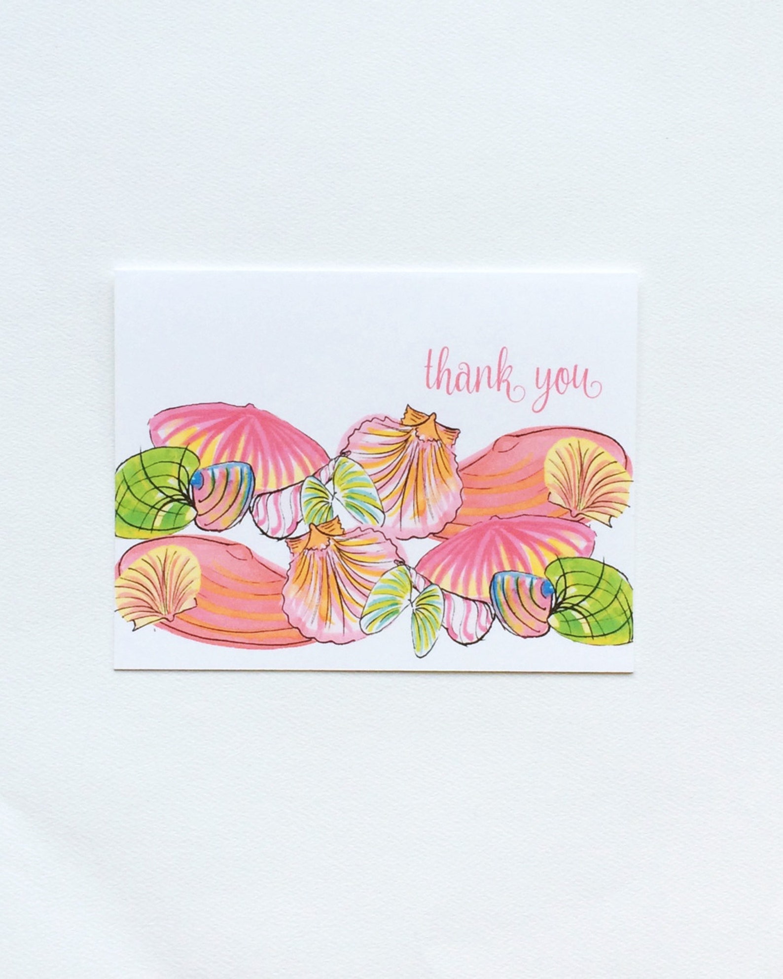 Coastal Seaside Colorful Shell Thank You Note Cards - Etsy