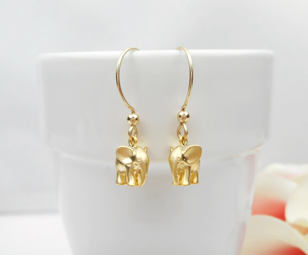 Little Matte Elephant Earrings Matte Gold Elepant Earrings on Gold ...