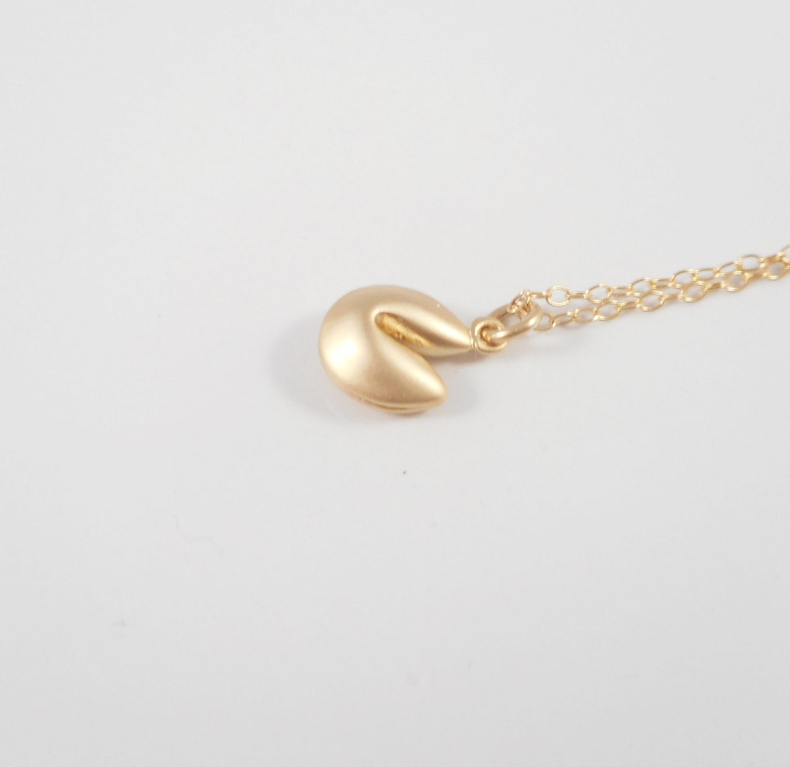 Tiny Gold Fortune Cookie Necklace on Gold Filled Chain - Etsy