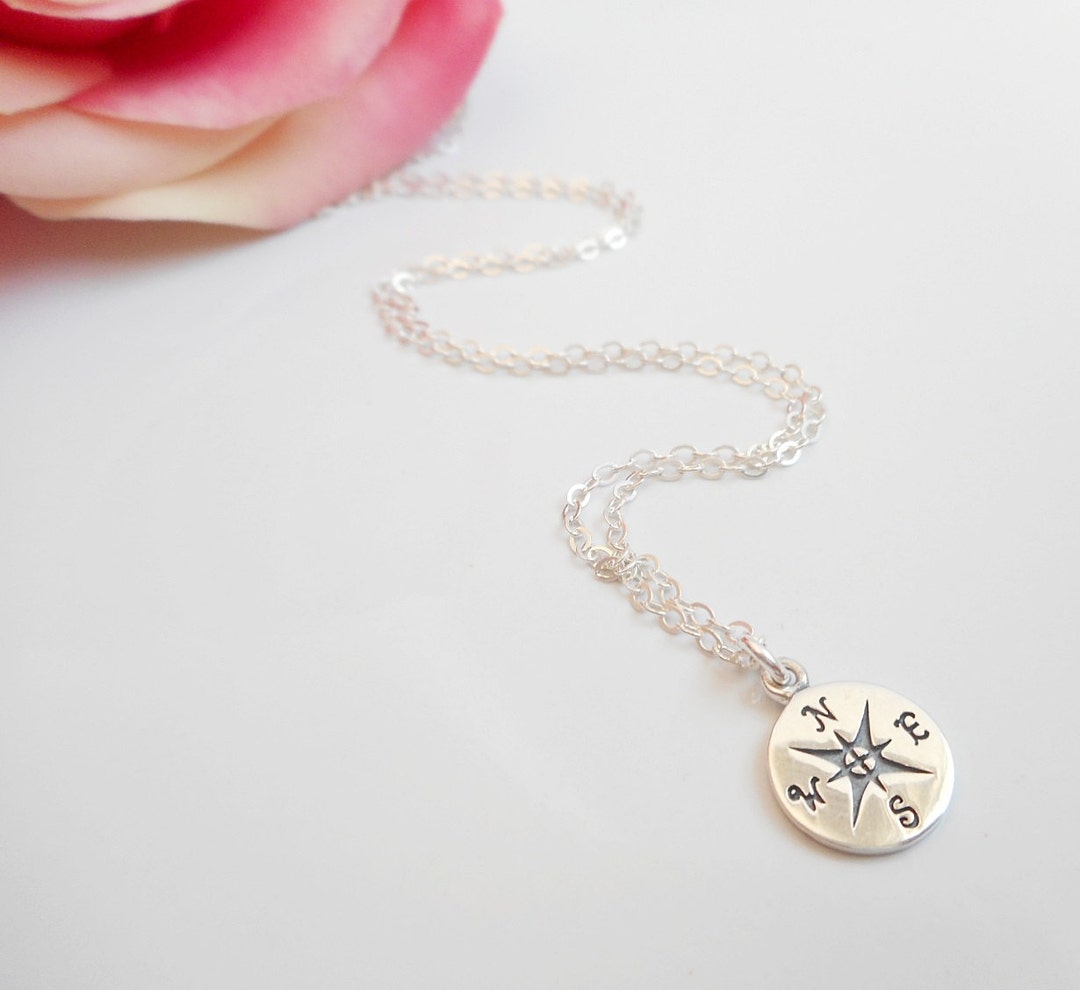 Sterling Silver Compass Necklace Layering Compass Necklace Minimalist ...