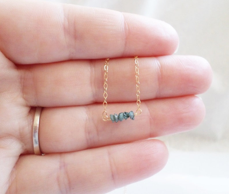 Raw Blue Diamond Necklace Something Blue Necklace Gold Diamond | Etsy