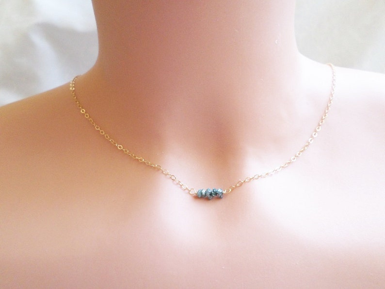 Raw Blue Diamond Necklace Something Blue Necklace Gold Diamond | Etsy