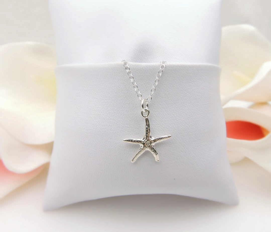 Tiny Sterling Silver Starfish Necklace Minimalist Starfish Necklace Dainty Starfish Layering ...