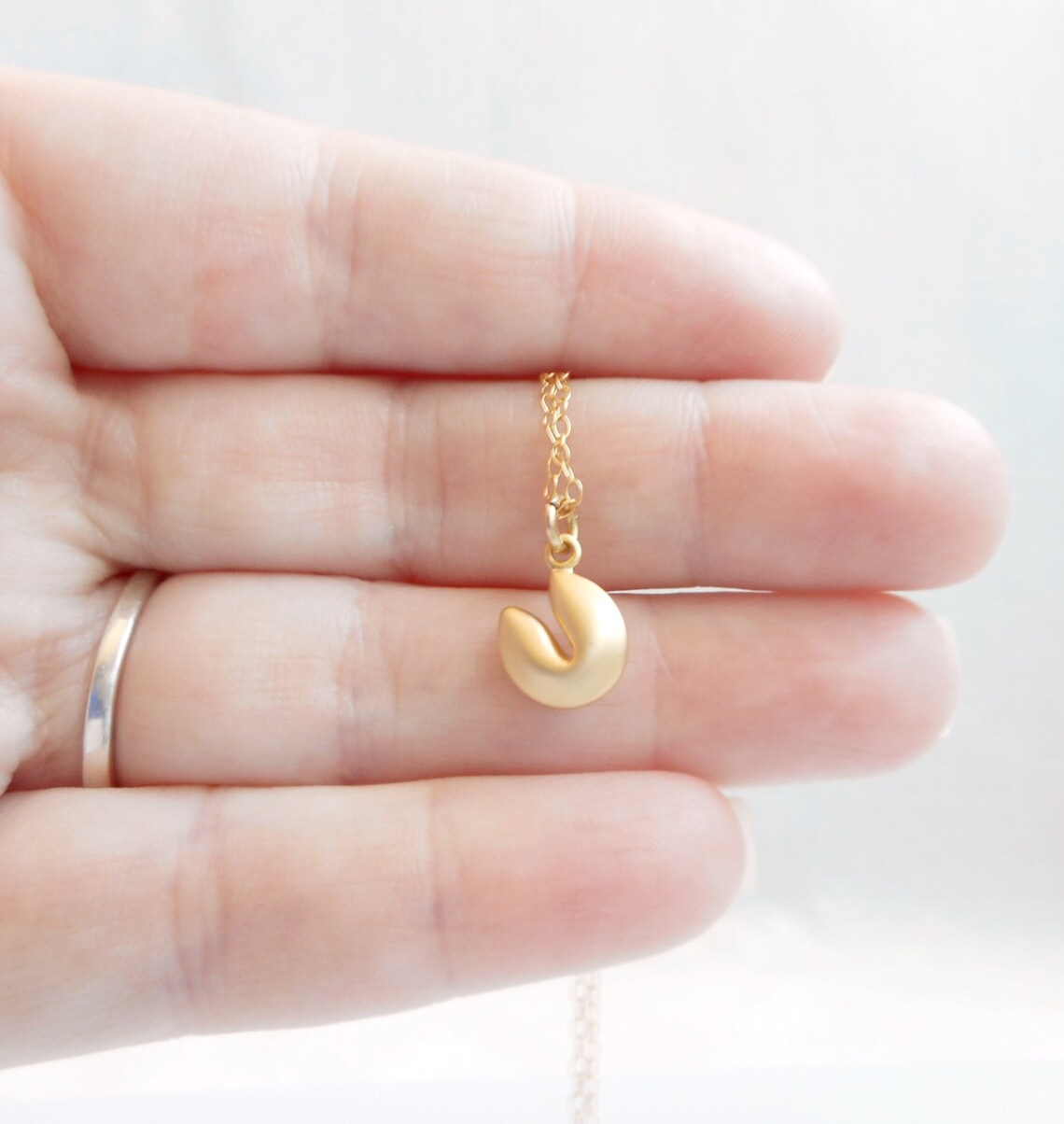 Tiny Gold Fortune Cookie Necklace on Gold Filled Chain - Etsy