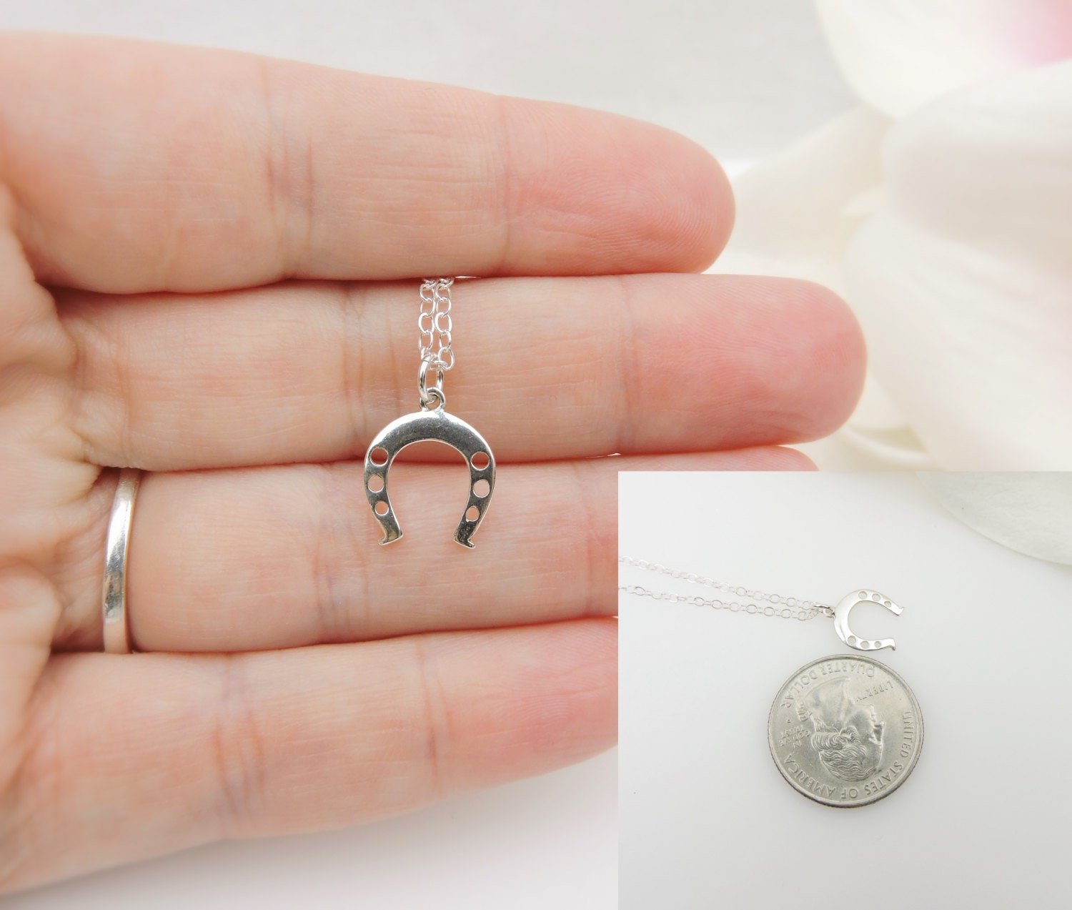 Sterling Silver Horseshoe Necklace Minimalist Horseshoe Layering ...