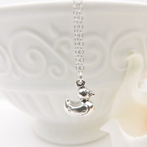 Tiny Solid Sterling Silver Rubber Duck Necklace Minimalist Ducky ...