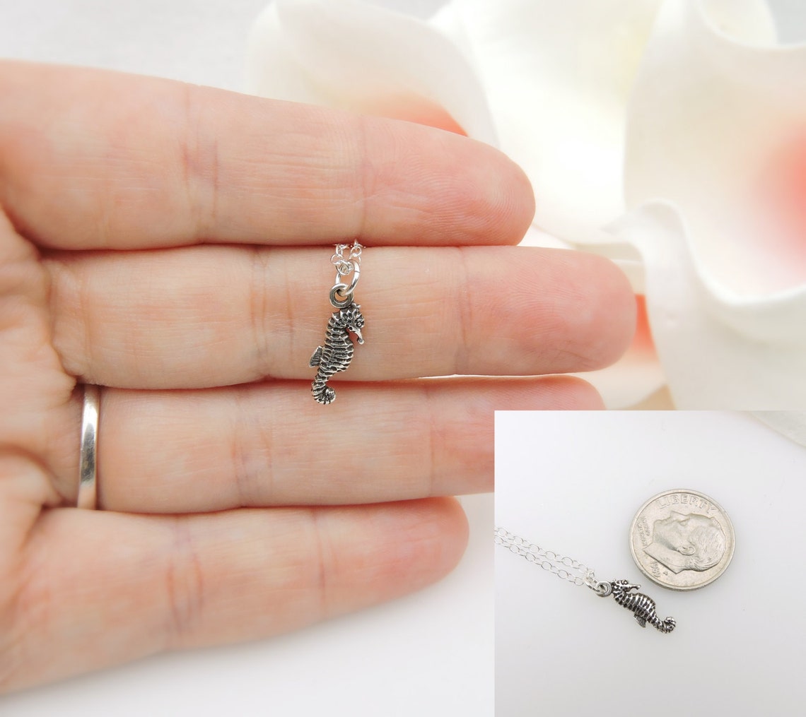 Tiny Sterling Silver Seahorse Necklace Minimalist Seahorse Necklace ...