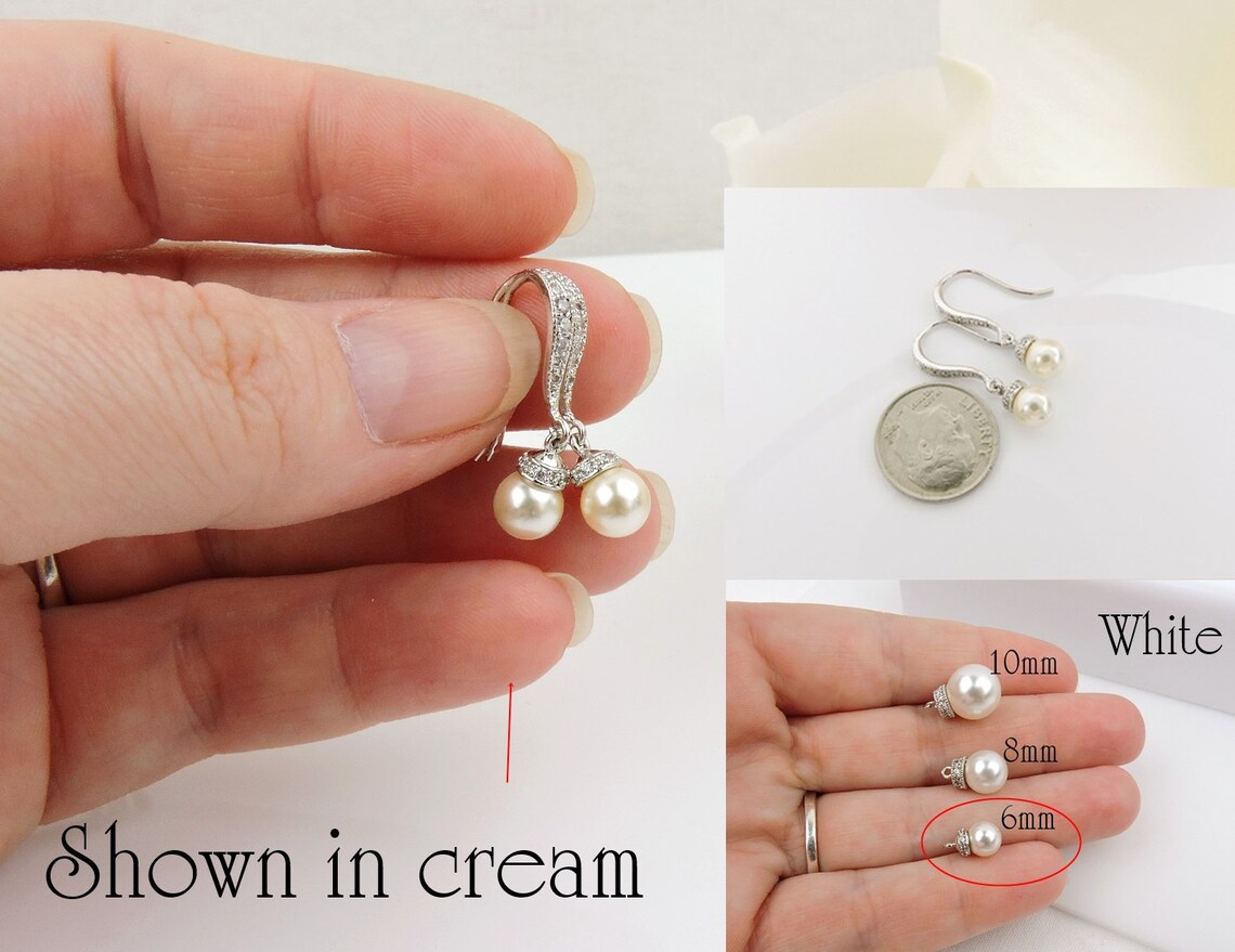 Tiny CZ Deco Cap Pearl Flower Girl Earrings Flower Girl Pearl - Etsy