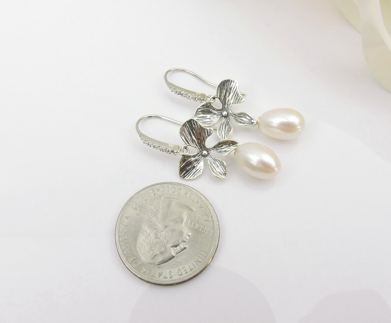 Sterling Silver Orchid And Aaa Freshwater Pearl Bridal Etsy