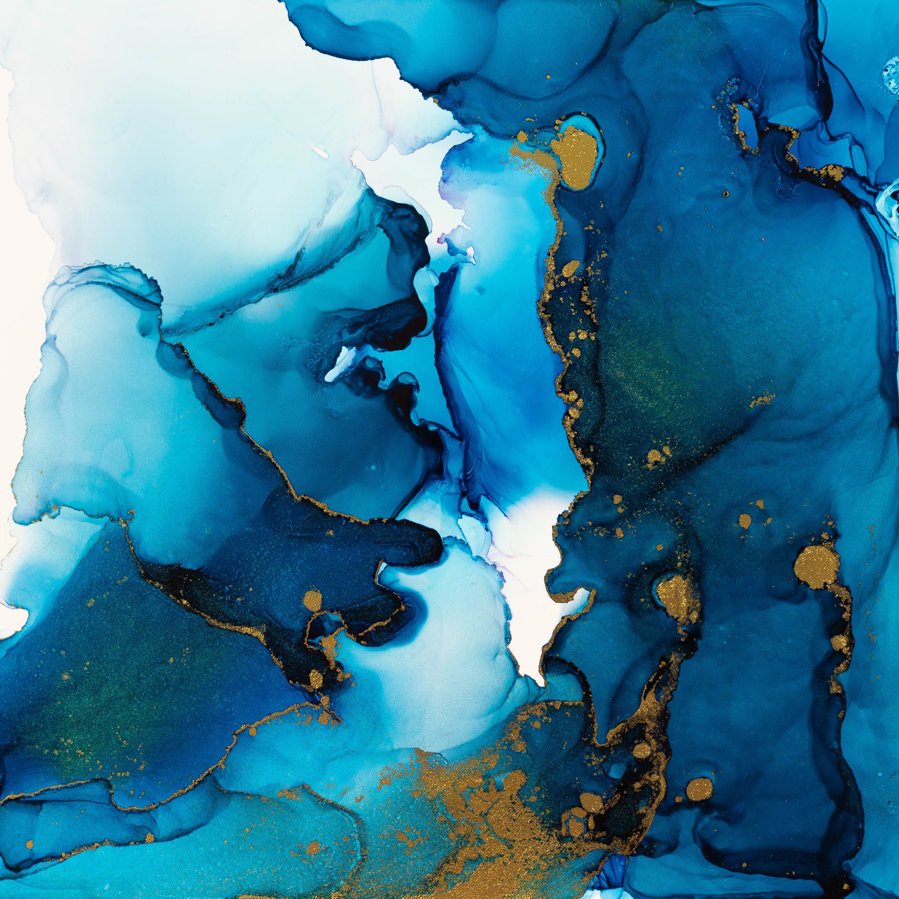 5x5" Ocean Blue Alcohol Ink Wall Art Mounted and Sealed - Etsy