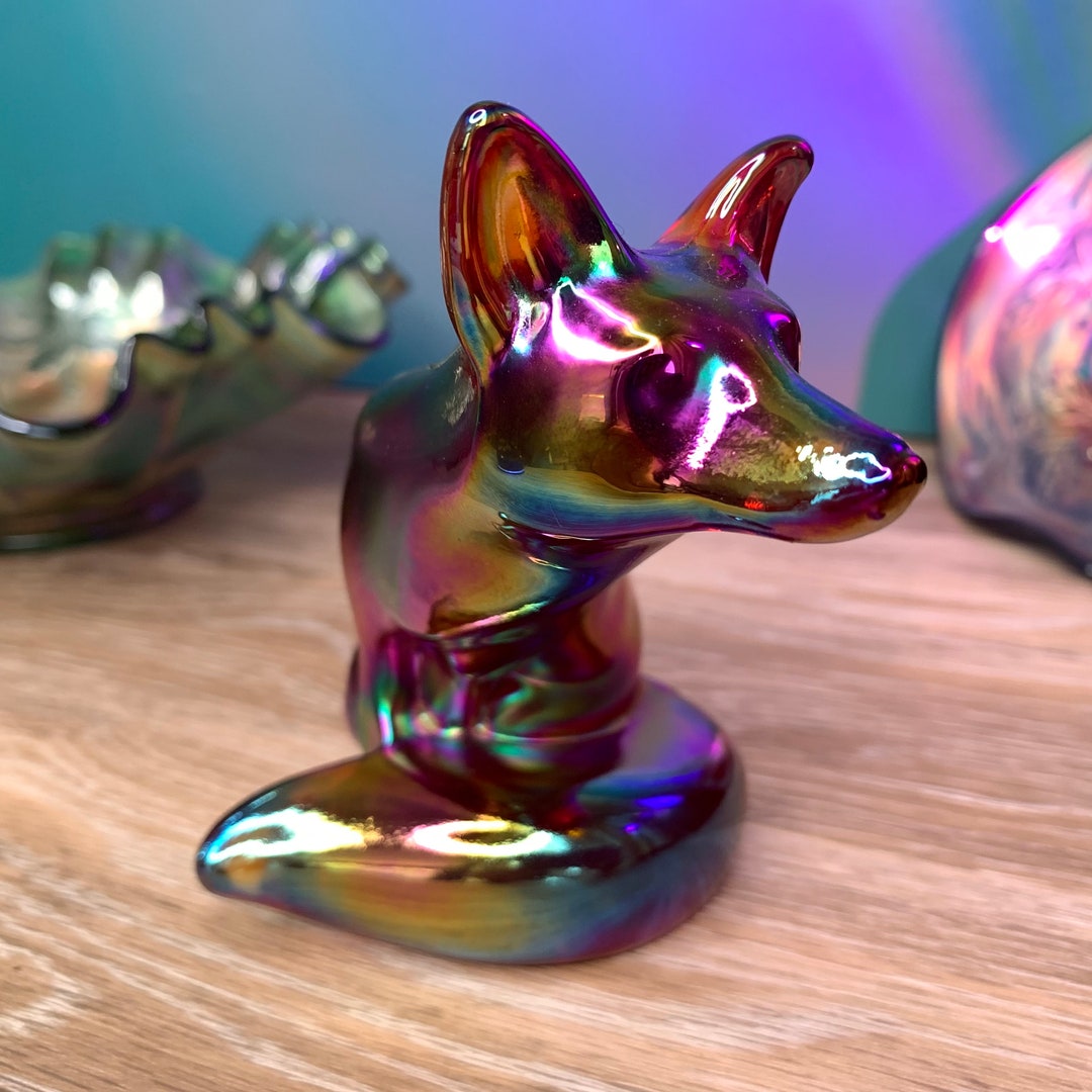 Vintage Fenton Ruby Red Carnival Glass Fox, Collectible - Etsy