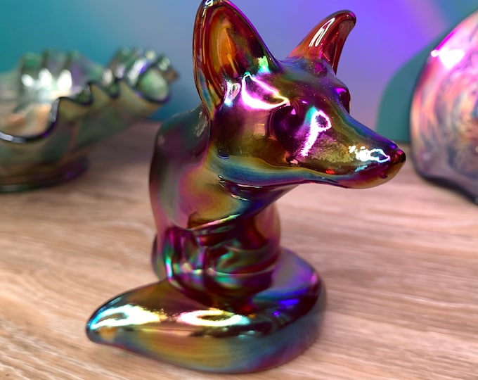 Vintage Fenton Ruby Red Carnival Glass Fox, Collectible - Etsy