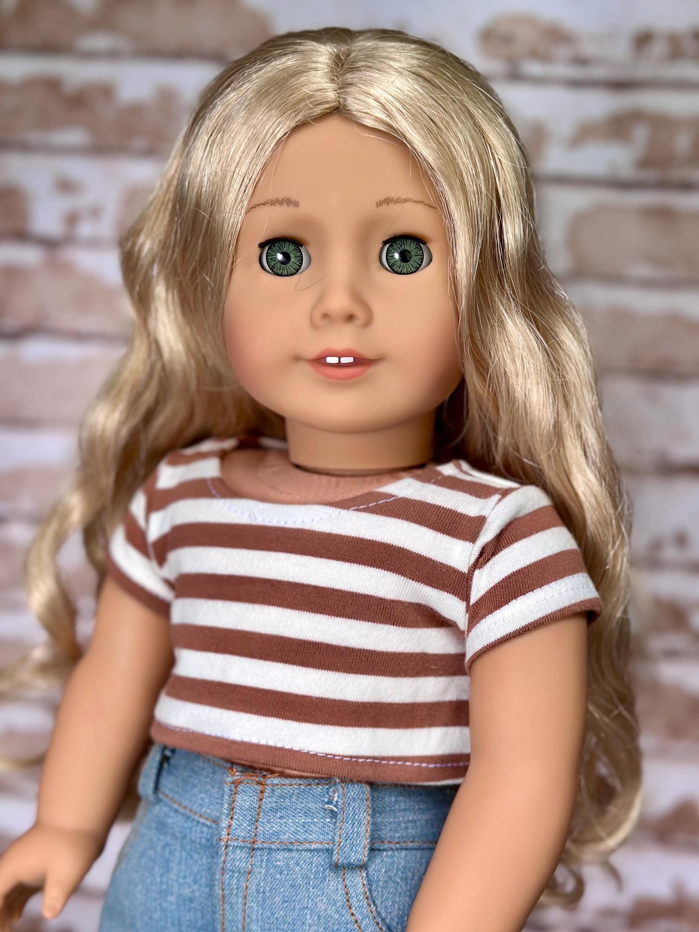 Brown and White Striped Doll T-shirt Doll Cropped Top for Doll 18 Inch ...