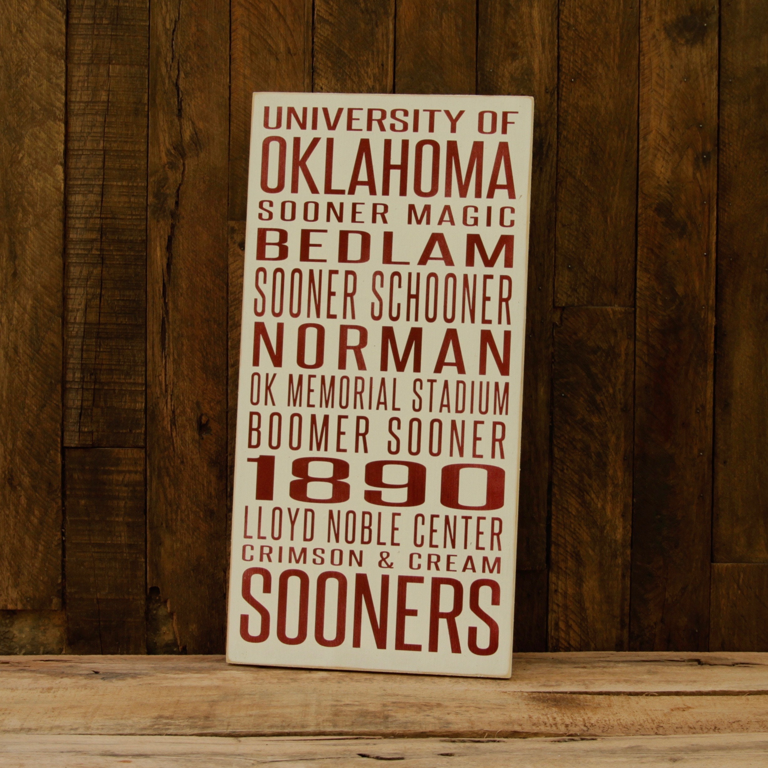 University of Oklahoma Sooners Distressed Wood Signgreat - Etsy