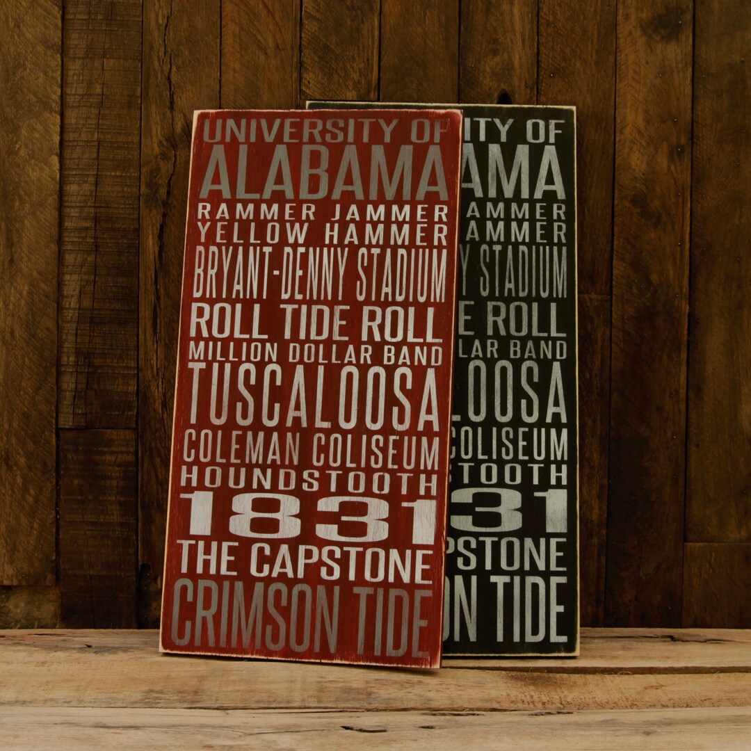 University of Alabama Crimson Tide Distressed Wood Sign--great Father's ...