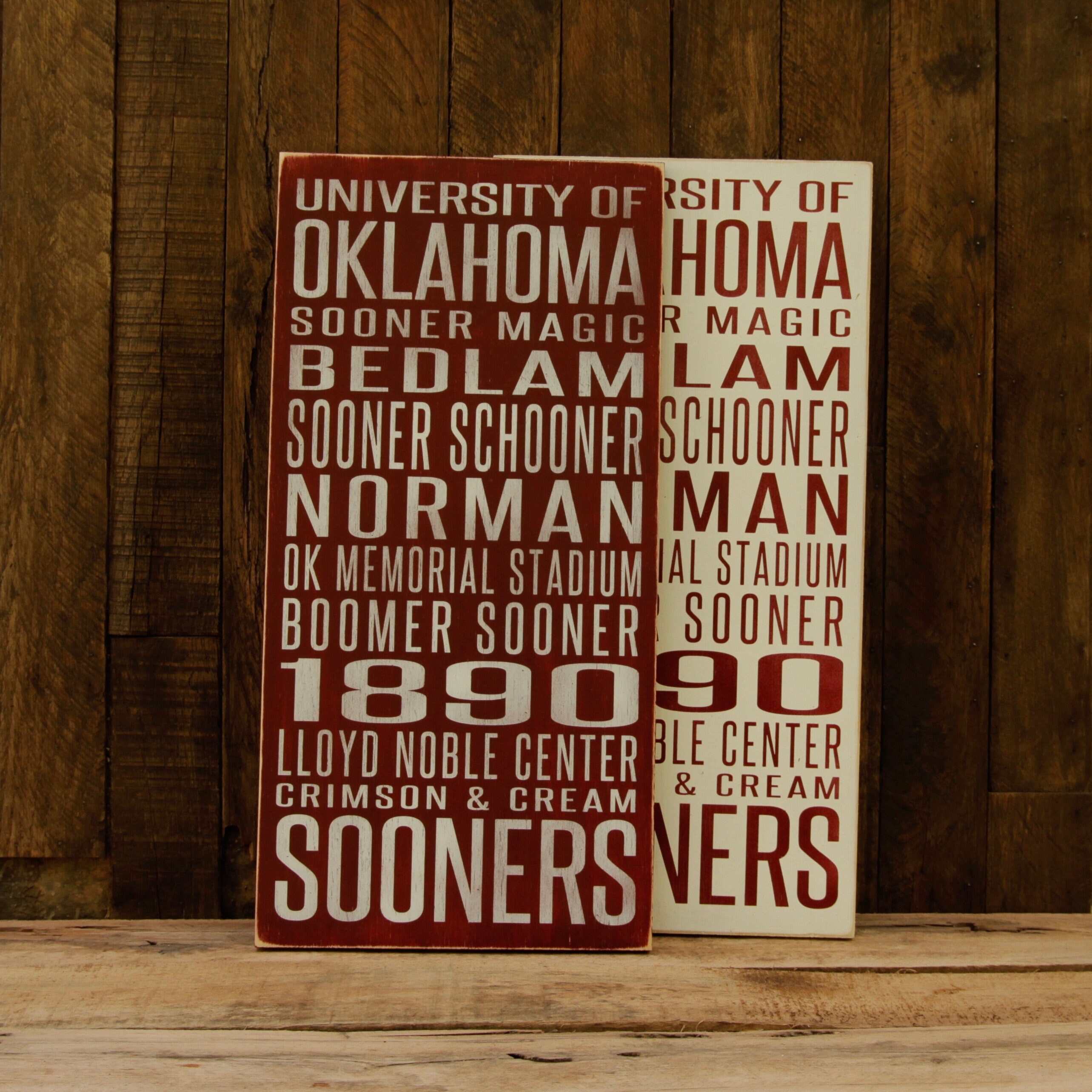 University of Oklahoma Sooners Distressed Wood Signgreat - Etsy
