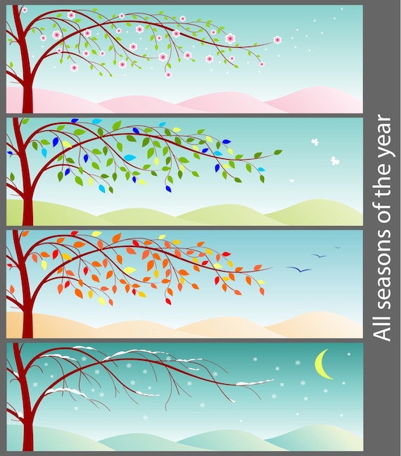 Cute four Seasons of the Year Carddigital Card | Etsy