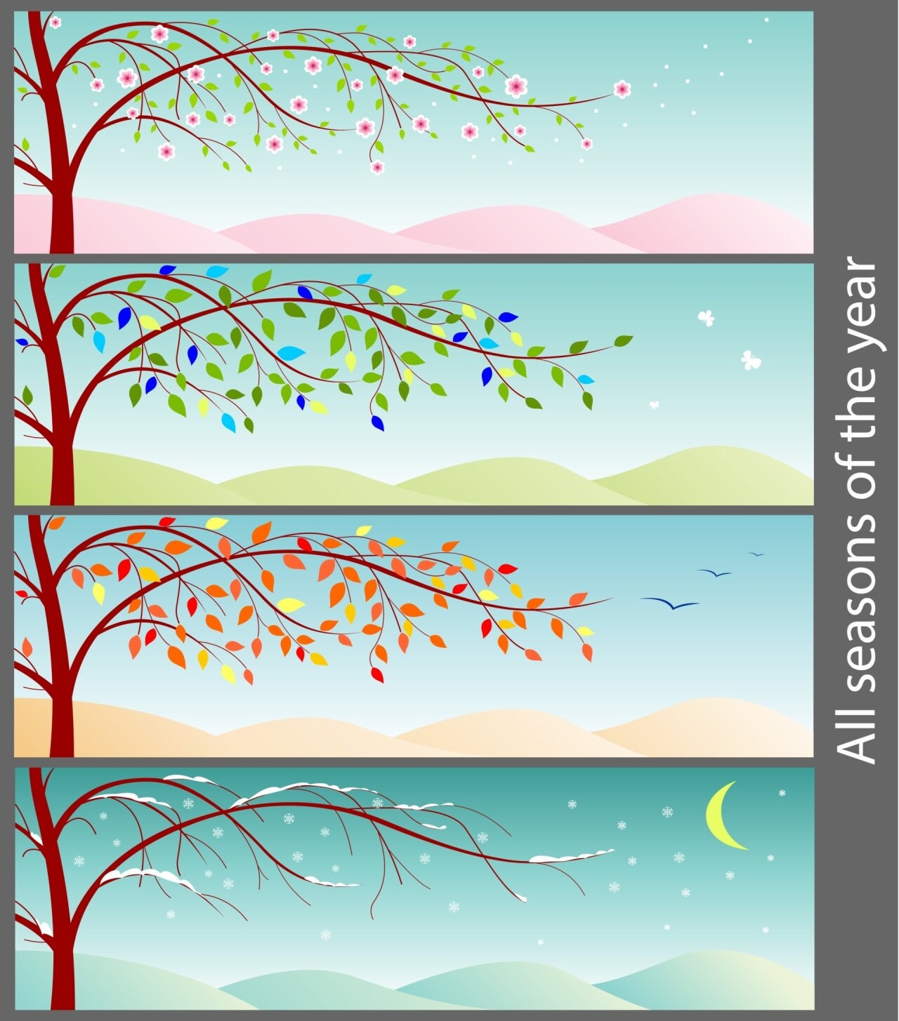 Cute "four Seasons of the Year" Card,digital Card, Clipart, Printable ...