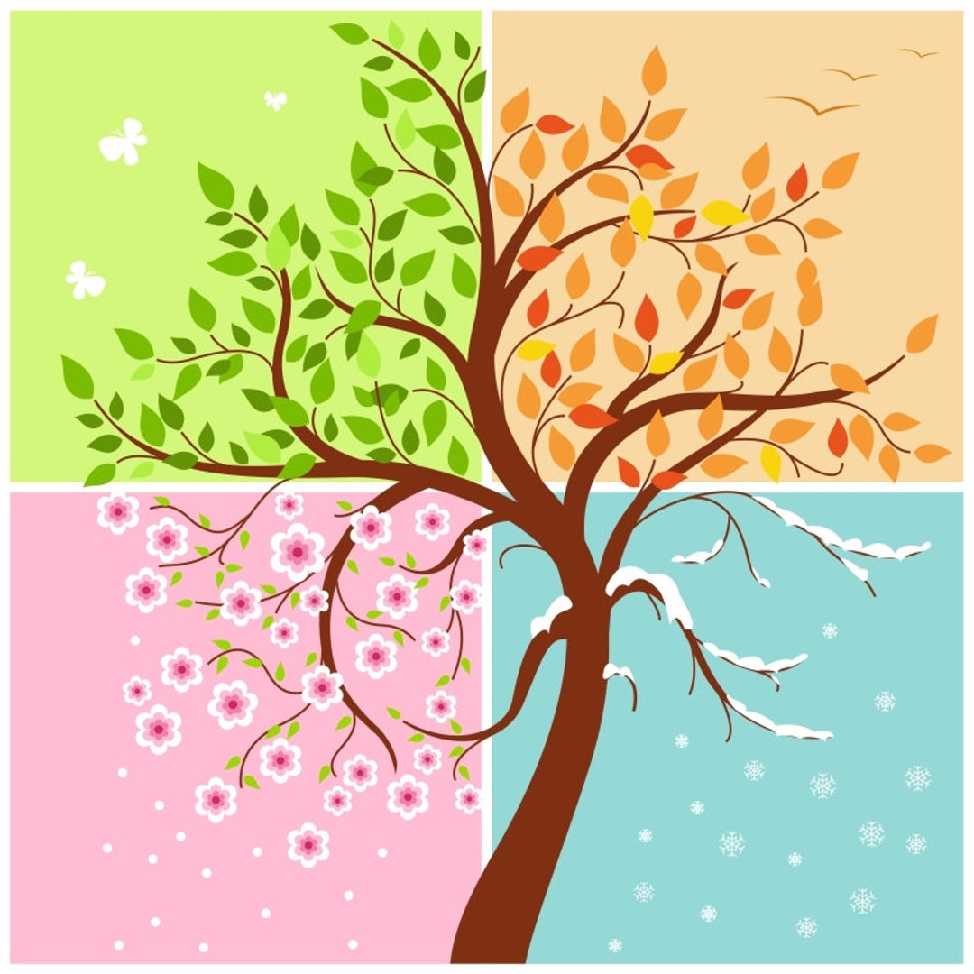 Cute "four Seasons of the Year" Illustration, Digital Card, Printable ...