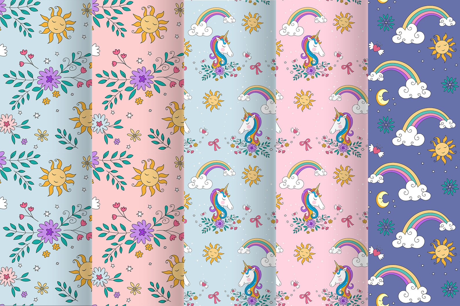 Rainbow Unicorn Clipart Set- INSTANT DOWNLOAD Unicorn Graphics, Unicorn ...