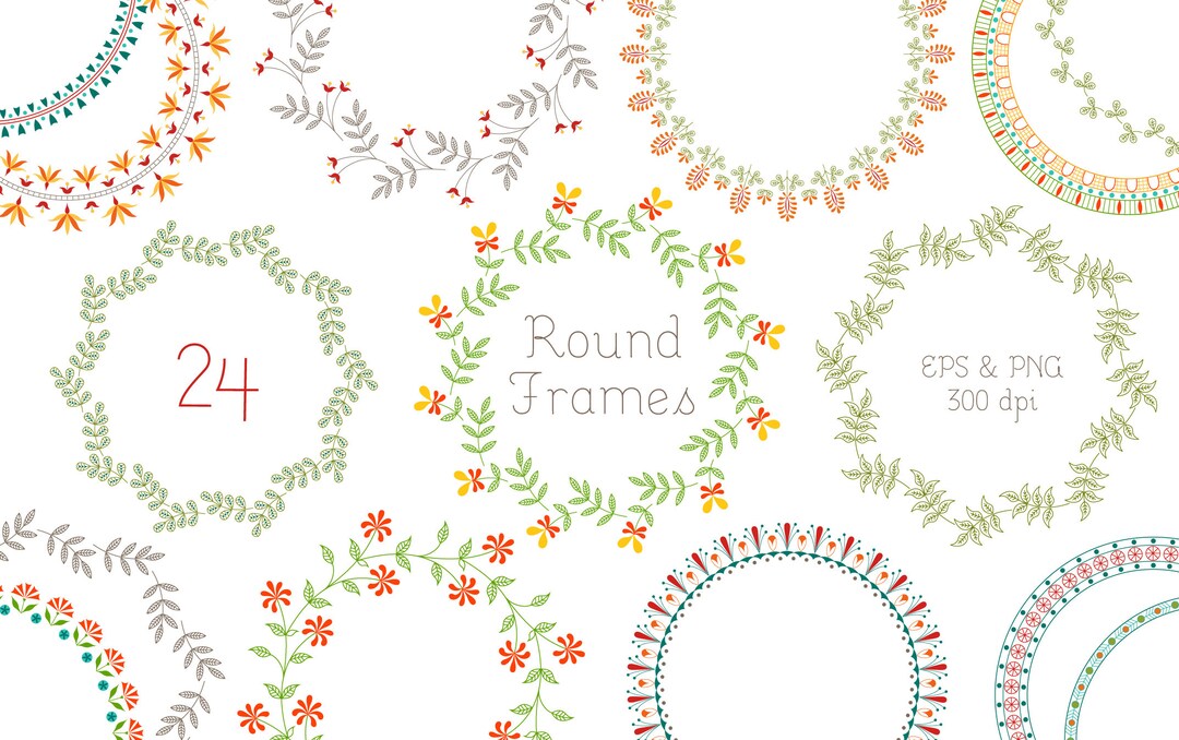 Vector Floral Decorative Round Frames, Circle Frames, Etnik Style ...