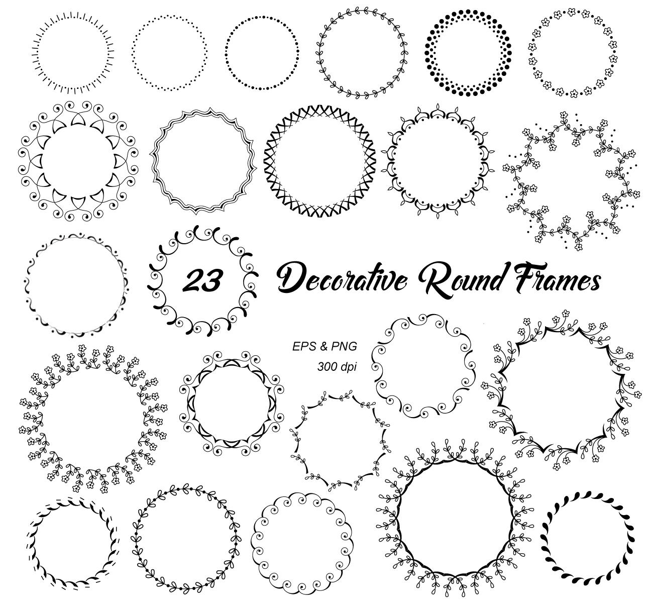 Vector Decorative Round Frames, Circle Frames,greeting Card, Digital ...