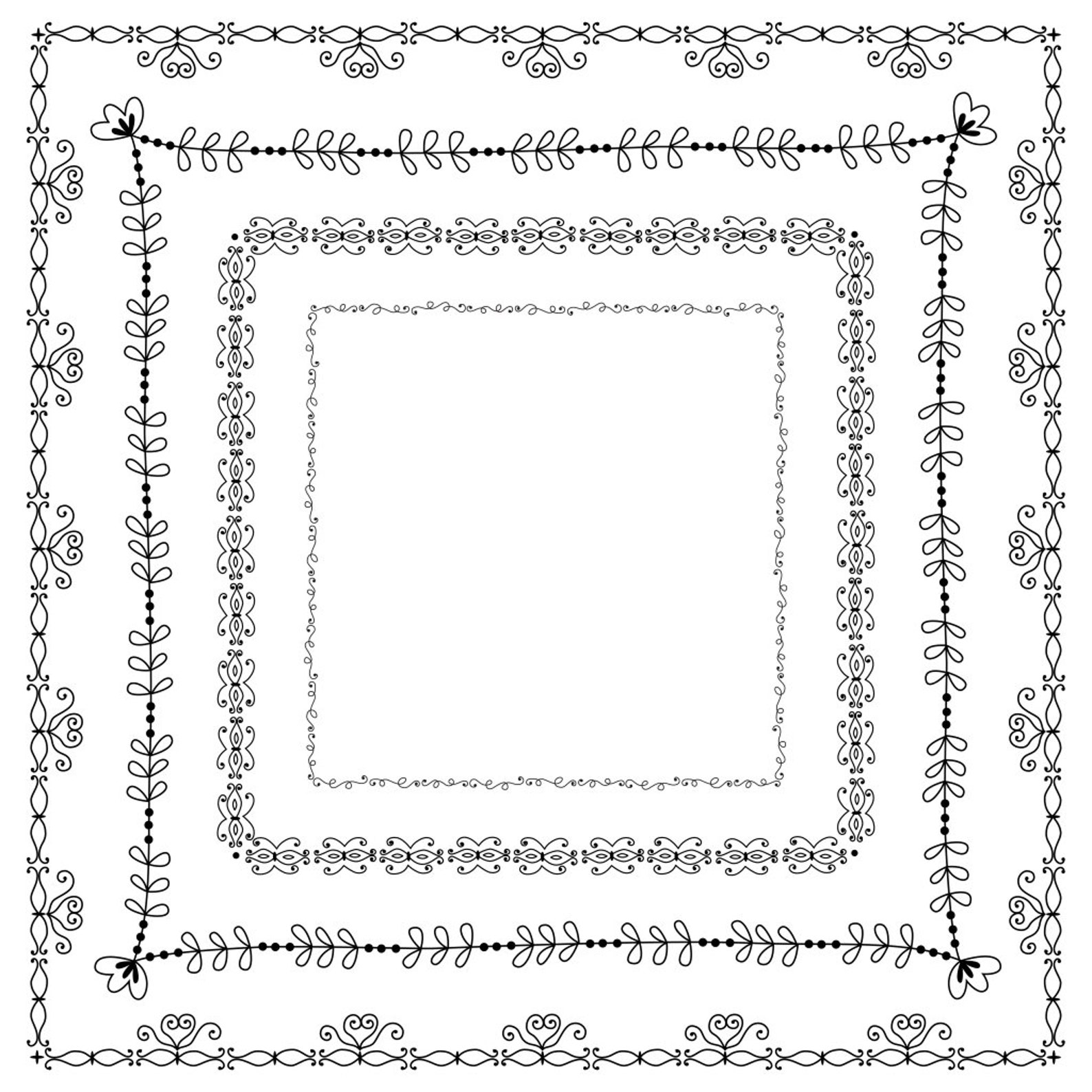 Vector Decorative Frames, Square Frames, Rectngle Frames, Digital Card ...