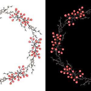 Hand Painted Watercolor Winter Wreaths for Greeting Card, Digital Card ...