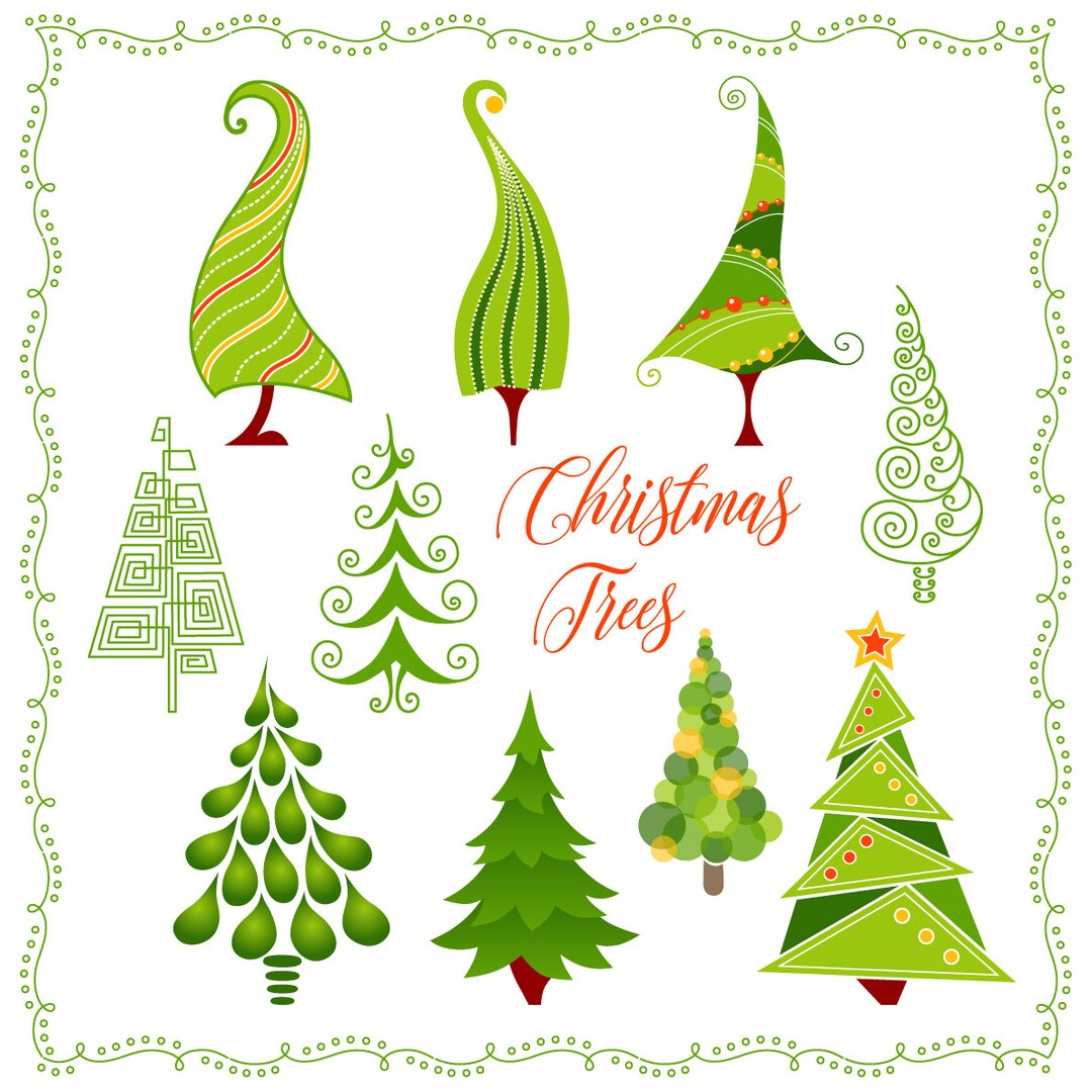 Cute Christmas Trees,clip Art,winter,decorations, New Year, Holiday ...