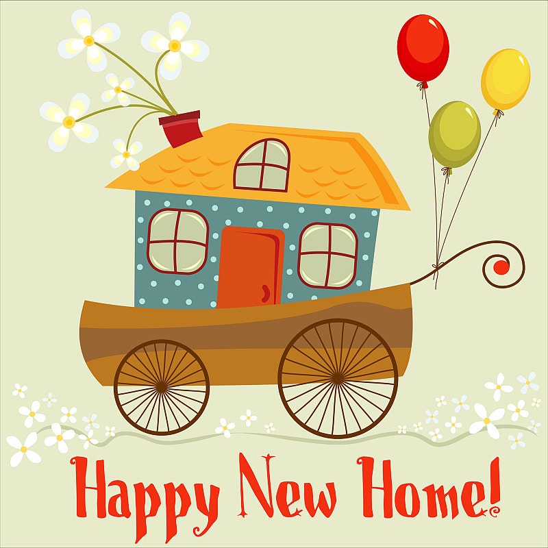 Cute "happy New Home" Illustration, Digital Card, Printable, Vector ...