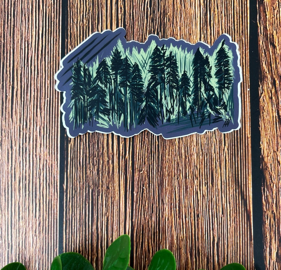 Evergreen Trees Sticker Vinyl Decal 4" Original Art & Illustration - Etsy