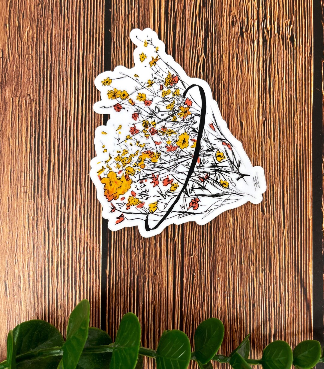Wildflowers Sticker Vinyl Decal 4" Original Art & Illustration - Etsy
