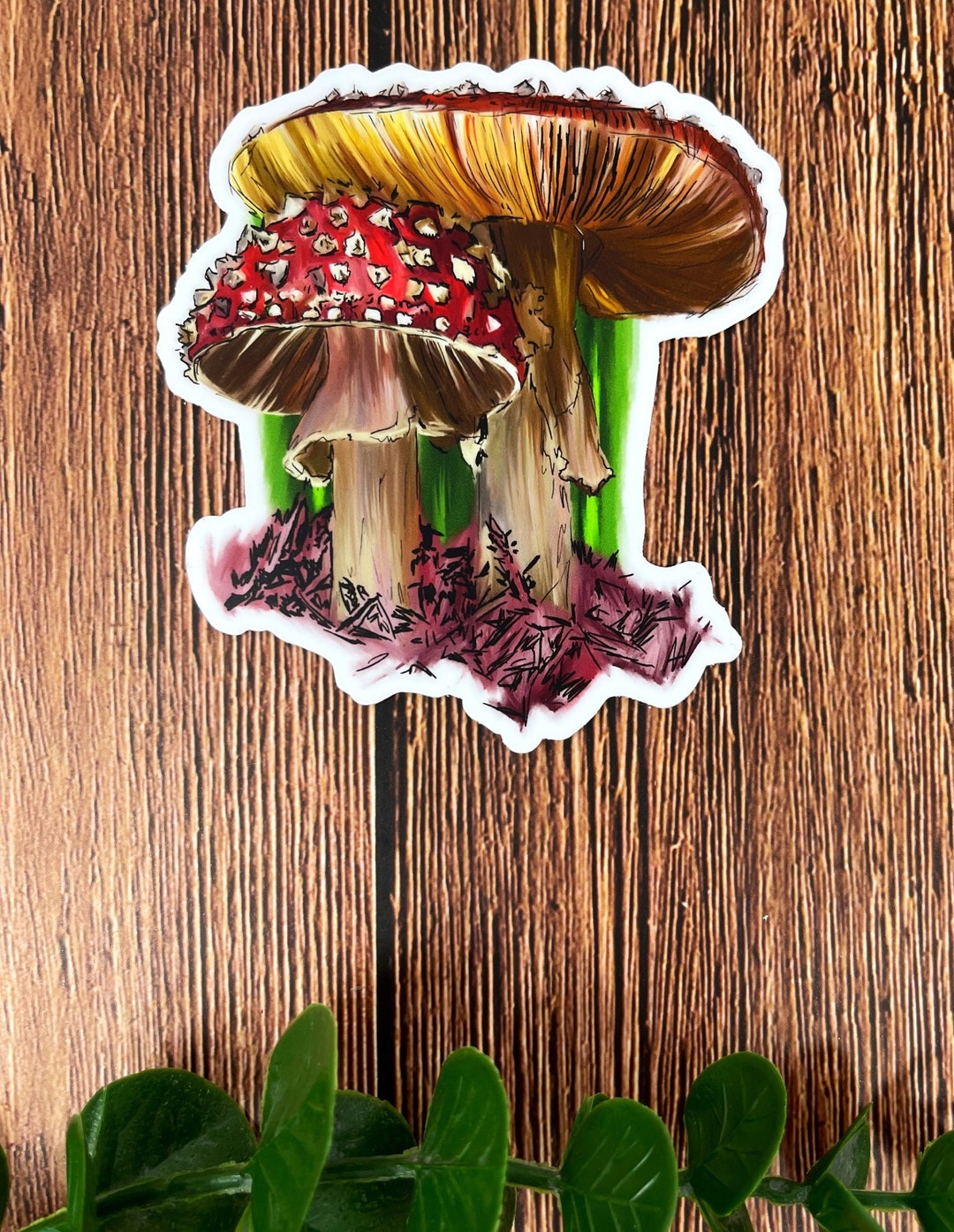 Mushroom Sticker Vinyl Decal 4" Original Art & Illustration - Etsy