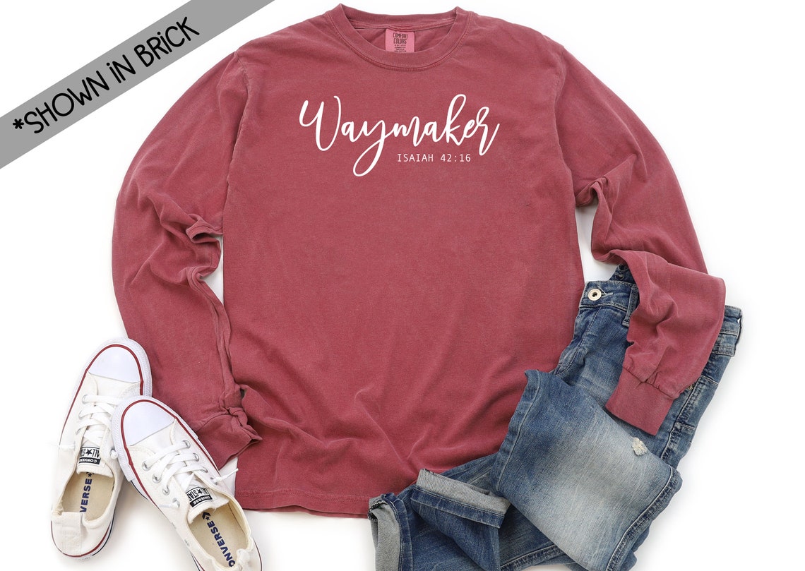 Waymaker Comfort Colors Long Sleeve T-shirt Faith Based - Etsy