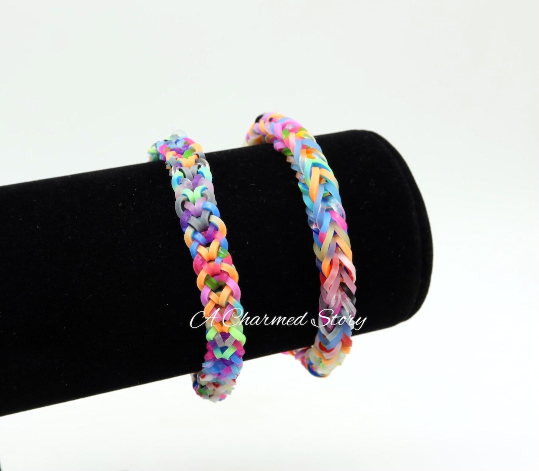 Rainbow Rubber Band Loom Bracelet | Glow in the Dark Bracelet | Braided ...