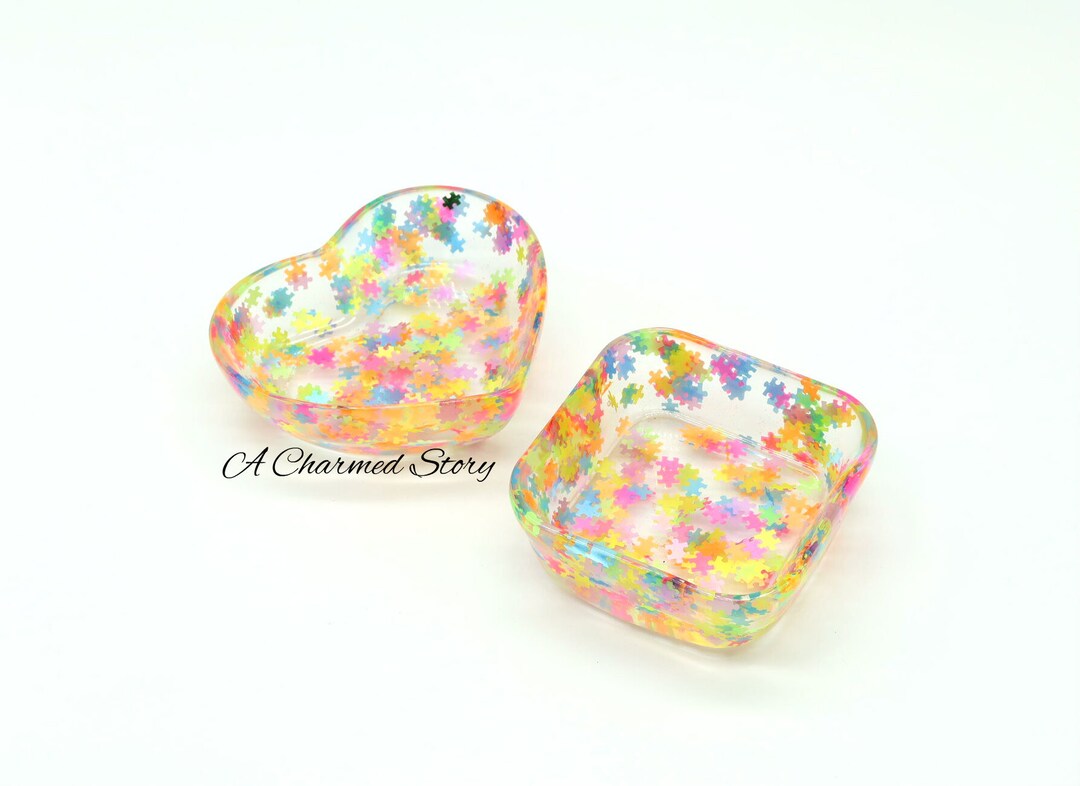 Neon Puzzle Piece Trinket Dish | Autism Awareness | Mental Health ...