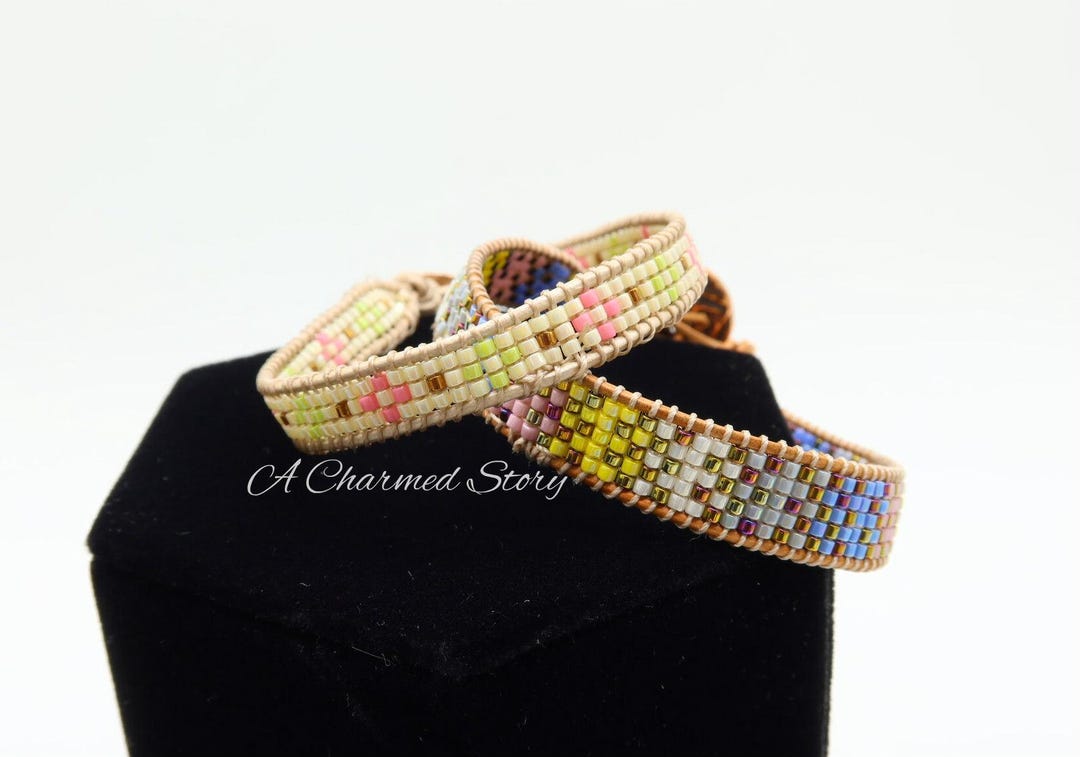 Button Closure Adjustable Woven Bracelet | One of a Kind Bracelet ...