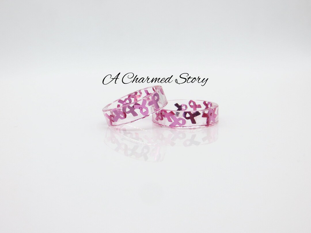 Resin Pink Ribbon Ring PLEASE READ DESCRIPTION Breast Cancer Awareness ...