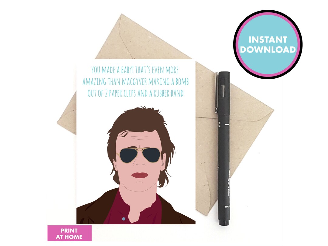 Macgyver Card - 80s Greeting Card - Print at Home Card - Etsy