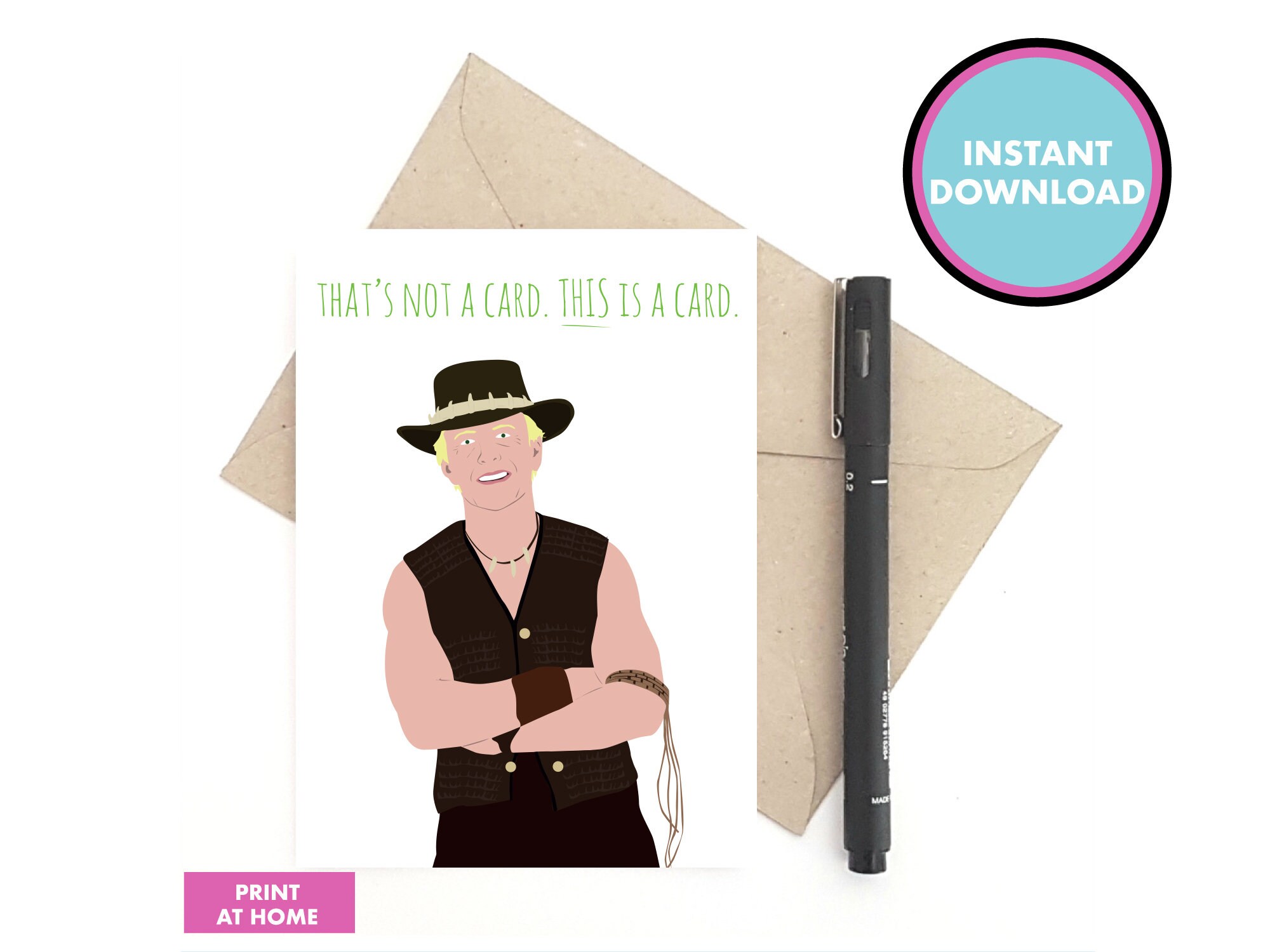 Crocodile Dundee Card 80s Card Print at Home Card - Etsy Australia