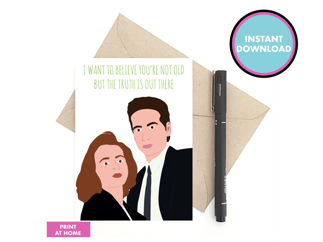 X-files Card X-files Birthday Card Mulder and Scully Card 90s Card - Etsy