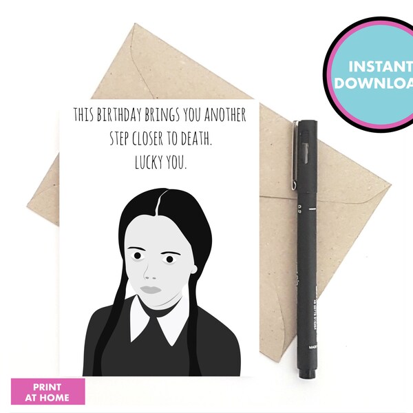 Print Wednesday Addams Birthday Card - Etsy
