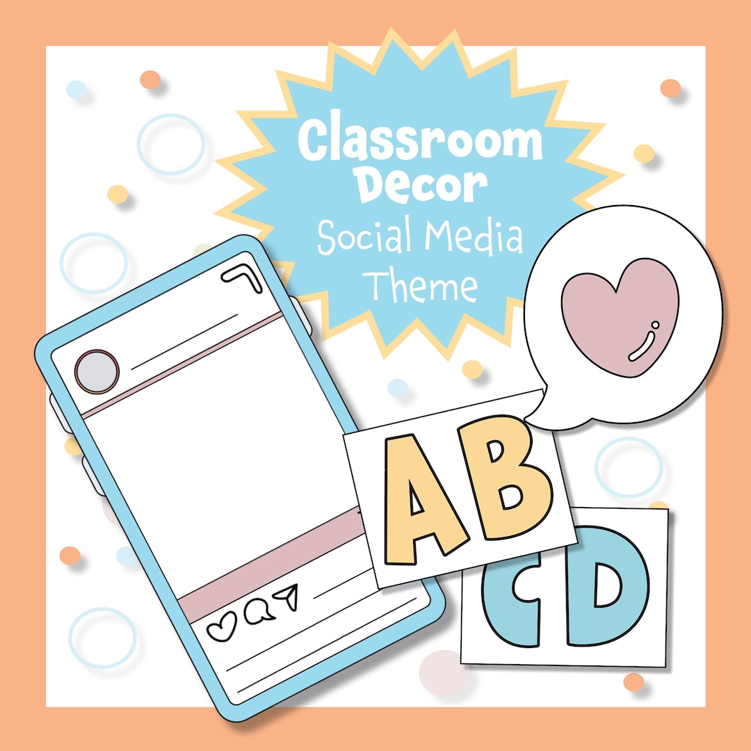 Social Media Phones Classroom Bulletin Board Decor Printable "like and ...